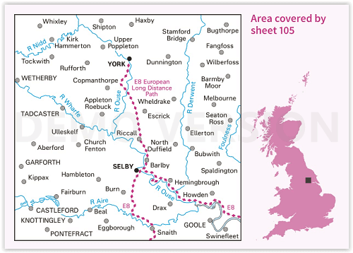 Wandelkaart 105 York & Selby North Yorkshire - OSI