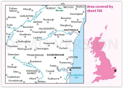 Wandelkaart 156 Saxmundham- Aldeburgh & Southwold - OSI