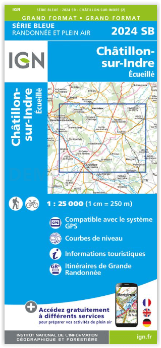 Wandelkaart 2024 SB Châtillon-sur-Indre - Ecueillé - IGN